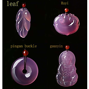 jin yu jia yuan Emperor purple chalcedony safety buckle Ruyi Pendant Pink Purple agate jade (purple, leaf(46 * 26mm))