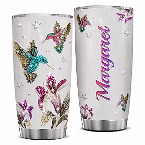 Wassmin Hummingbird Tumbler Personalized Gifts For Women Girls Lady Jewelry Drawings Style Tumblers Stainless Steel Insulated Coffee Travel Mug Stuff Birthday Christmas Cup Spirit Gift