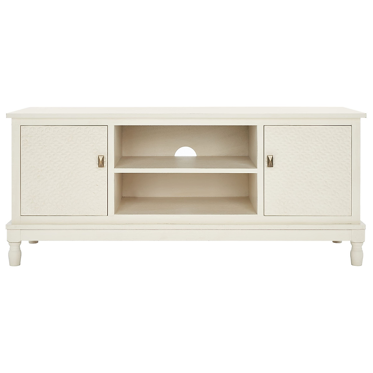 Safavieh Home Collection Halton Distressed White 2-Door 1-Shelf Entertainment Stand up to 55" Flatscreen TV Media Unit