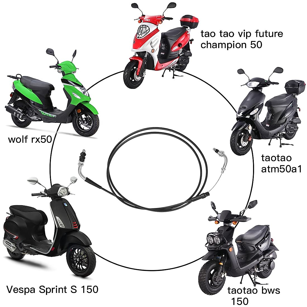 YOXUFA 78 inch Throttle Cable for GY6 50cc 80cc 90cc 110cc 125cc 150cc 139QMB 157QMJ Scooter Tao Tao VIP Future Champion Ice Bear Jonway Roketa Wildfire Vespa Buggy Moped ATV Go Kart Motorcycle Parts