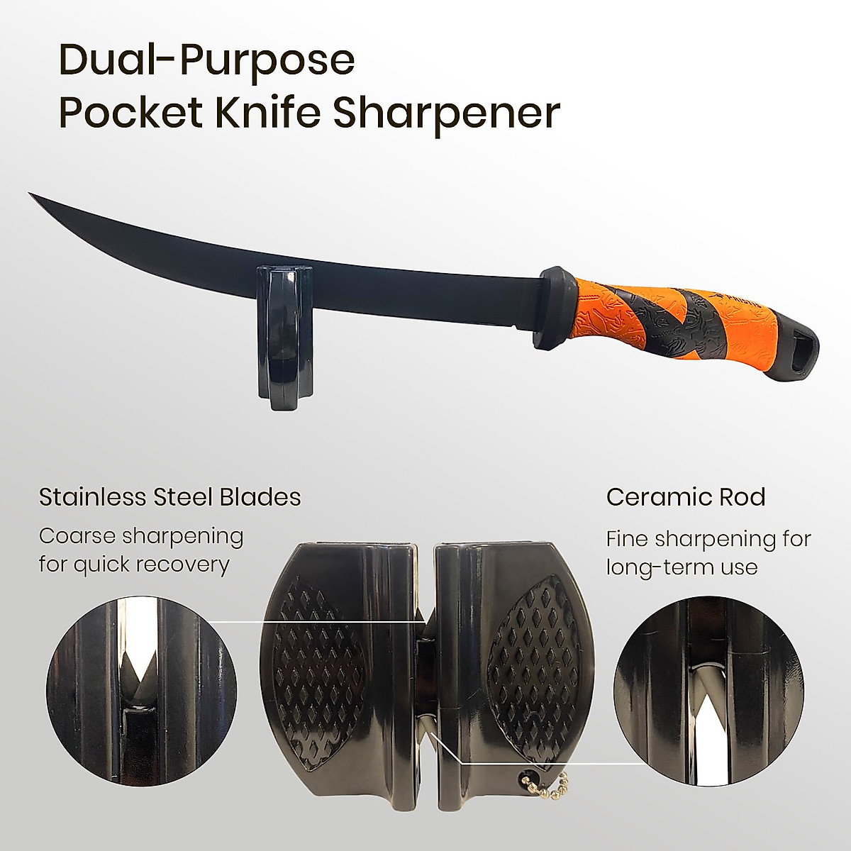 Pristis Professional Fishing Knife, 9 Inch Bait Knife for Filleting & Boning, Sharp 5Cr13MoV Stainless-steel Blade with Corrosion Resistant Coating, Non-slip Handles, Protective Nylon Sheath (Yellow)