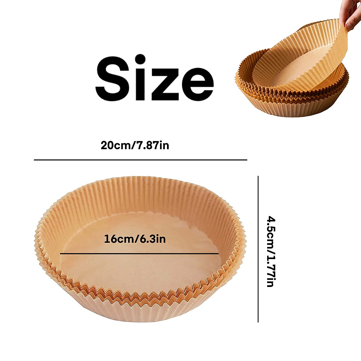 Caulcrick Exotics 100 Pcs Largest size Air Fryer Disposable Liner Instant Pot, Non-stick Parchment Paper Sheets, - Air Fryer Basket Liner – Plastic Pot Liner, Basket Liners for Air Fryer liners