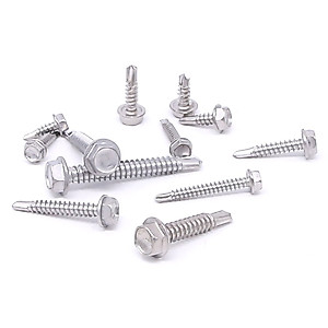 Hilitchi 295 Pieces #8 / #10 / #14 Stainless Hex Washer Head Self Drilling Sheet Metal Tek Screws with Drill Point (1/2'' to 2'' Size Inside Plastic Box)