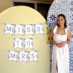 JeVenis Blue Miss to Mrs Banner Something Blue Before I Do Banner for Women Something Blue Bridal Shower Decoration Blue Bridal Shower Bachelorette Engagement Wedding