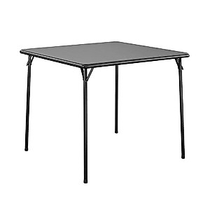 Cosco Square Folding Table 34" Black Steel, Steel Frame, Vinyl