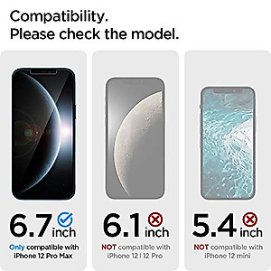 Spigen Tempered Glass Screen Protector [GlasTR EZ FIT- Privacy] Designed for iPhone 12 Pro Max - 2 Pack