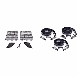 EasyFlex No-Dig Landscape Edging with Anchoring Spikes, 2.7 in Tall Decorative Stone-Look Garden Border, 15 Foot Kit, Slate Gray & Tall Wall No-Dig Landscape Edging, 90' kit