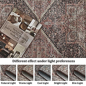 CAREMEE Area Rug 2x6 Runner Rug Machine Washable Rug Hallway Indoor Rug Vintage Rug Foldable Accent Rug Lightweight Non Slip Bathroom Kitchen Living Room, 2' x 6' Black