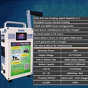 15000mAH Portable Hand Generator Mobile Emergency Power 220V Output/150W (maximum, Corrected Sine Wave) For Garden, Outdoor, Camping, Home Power Station