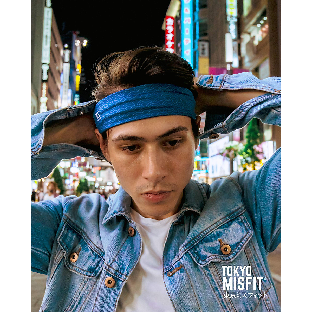 Tokyo Misfit - Japanese Headbands for Men & Women, Sweat Band, Workout, Yoga, Fashion, Running, Sports, Basketball, Bandana (Wave-Seigaiha)