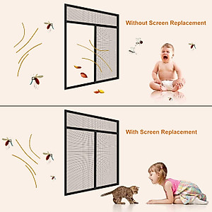 MAGZO Window Screen Replacement Mesh 48"W x 99"L - DIY Adjustable Polyester Pet Proof Screen Door Mesh for Patio Window Screen Repair Kit, Durable, Washable, Gray