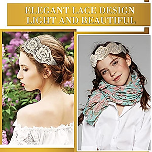 Dilunave 10 Pieces Lace Hairbands, Elastic Dressy Women Headbands, Cute Lace Stretch Headbands, Cloth Elegant Headband Women Hair Accessories, Wide Headwrap for Girls Teens