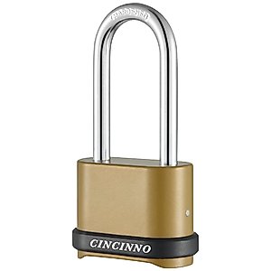 CINCINNO 4 Digit Combination Lock, Heavy Duty Combination Padlock with Long Shackle Combo Padlock for Outdoor Use ,Sheds, Locker, Storage Unit, Gym and Gate