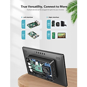EVICIV Raspb Pi 10.1 Inch Touchscreen Display with Rear Housing - 1366x768 Support, Type-C, IPS 178° Ultra-Wide View Angle Monitor with Cooling Fan, 10 Finger Capacitive Touch