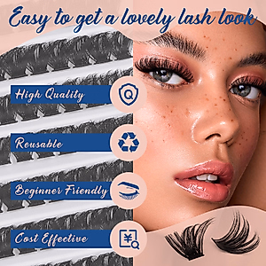 Lash Clusters 144 Pcs, Crislashes Cluster Lashes D Curl 12-18mm Mixed Fluffy Eyelash Clusters Wispy Manga Lashes Look Reusable at Home Lash Extension (Fluffy,D curl 12-18mm)