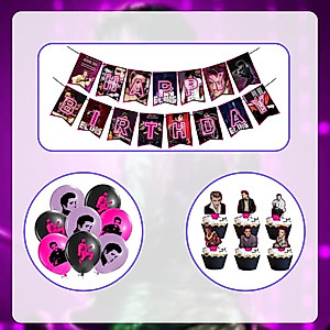 Rock Party Decorations Rock Singer Birthday Party Supplies Includes Banner, Cake Topper, Cupcake Toppers, Balloons, Rock Themed Party for Boys and Girls