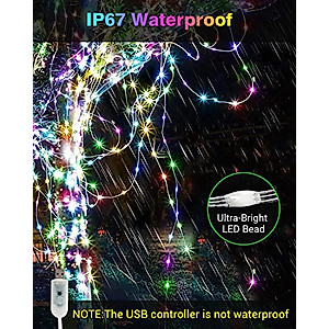 MIHAZ Fairy Lights 16.4ft, RGB Multicolor Changing APP Music Sync Christmas Outdoor String Lights with Remote, USB Control Waterproof DIY Multi-Mode Twinkle Rope Lights Kits for Garden Bedroom Party