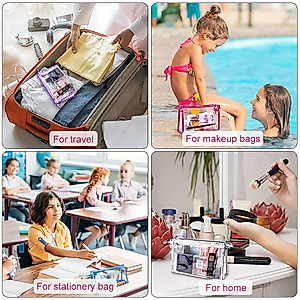 Meetory 5 Pcs Clear Waterproof Cosmetic Bag with Zipper, PVC Transparent Plastic Makeup Organizing Bags Travel Toiletry Pouch for Bathroom, Vacation and Organizing