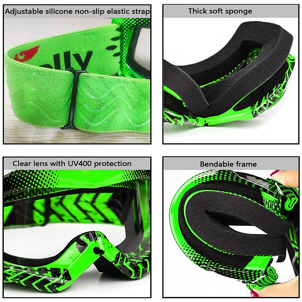 Ubelly Kids Teens Youth ATV Motorcycle Riding Ski Snowboard Motocross Dirtbike Goggles