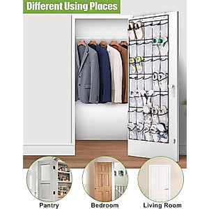 MISSLO 35 Clear Large Pockets Over The Door Shoe Organizer Sturdy Oxford Fabric Hanging Shoe Rack Closet Shoe Holder Hanger, White