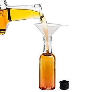 Belle Vous Mini Liquor Bottles (24 Pack) - Reusable Plastic 50ml (1.7 fl oz) Empty Spirit Bottle with Black Screw Cap, Liquid Funnel for Easy Pouring, Filling - Miniature Bottles for Weddings, Parties