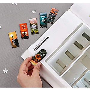 Magnetic Bookmarks,46PCS Inspirational Slogan Nature Scenery Pattern Bookmarks, Encourage Yourself Book Mark for Book Lovers,Women, Man, Kids,Gift, Tudents, Teachers, School, Home(2.4 x 1 inch)