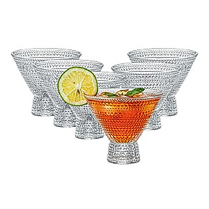 PTSTING Martini Glasses (Set of 6) Vintage Cocktail Glasses Bar Glasses (7.8oz) for Martini,Cocktail,Margarita,Cosmopolitan for Manhattan, Brandy