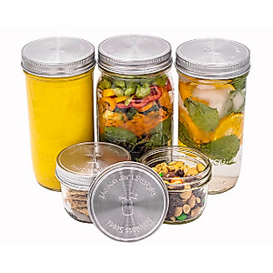 Mason Jar Lifestyle 5 Pack Stainless Steel Storage Lids with Platinum Silicone Liners for Wide Mouth Jars – Heavy Duty Caps for Mason Jars – Airtight & Leak-Proof Design