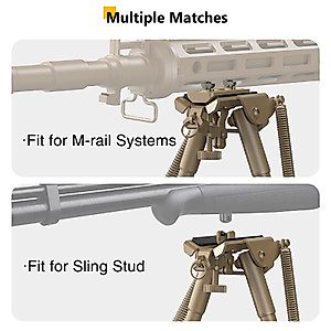 CVLIFE 6-9 Inch Bipod for Rifle Compatible with Mlok Sling Stud Bipod with Adapter for Hunting Rifle Bipod for M-Rails
