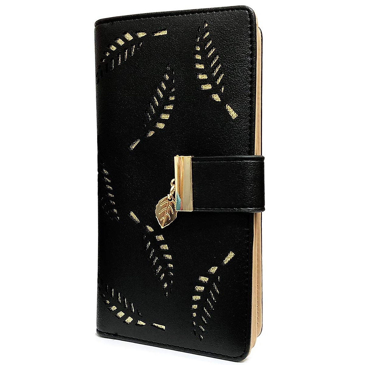 Wallet-NEWANIMA Women Multi-card Two Fold Long Zipper Clutch Purse (Style9-Black)