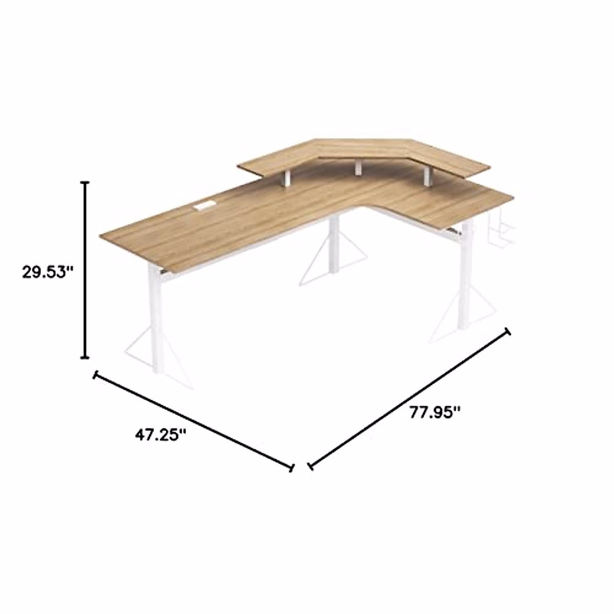 Jamesdar Computer Gaming L-Desk with Power, 35.8" H x 51.18" W x 37.8" L, White/Natural