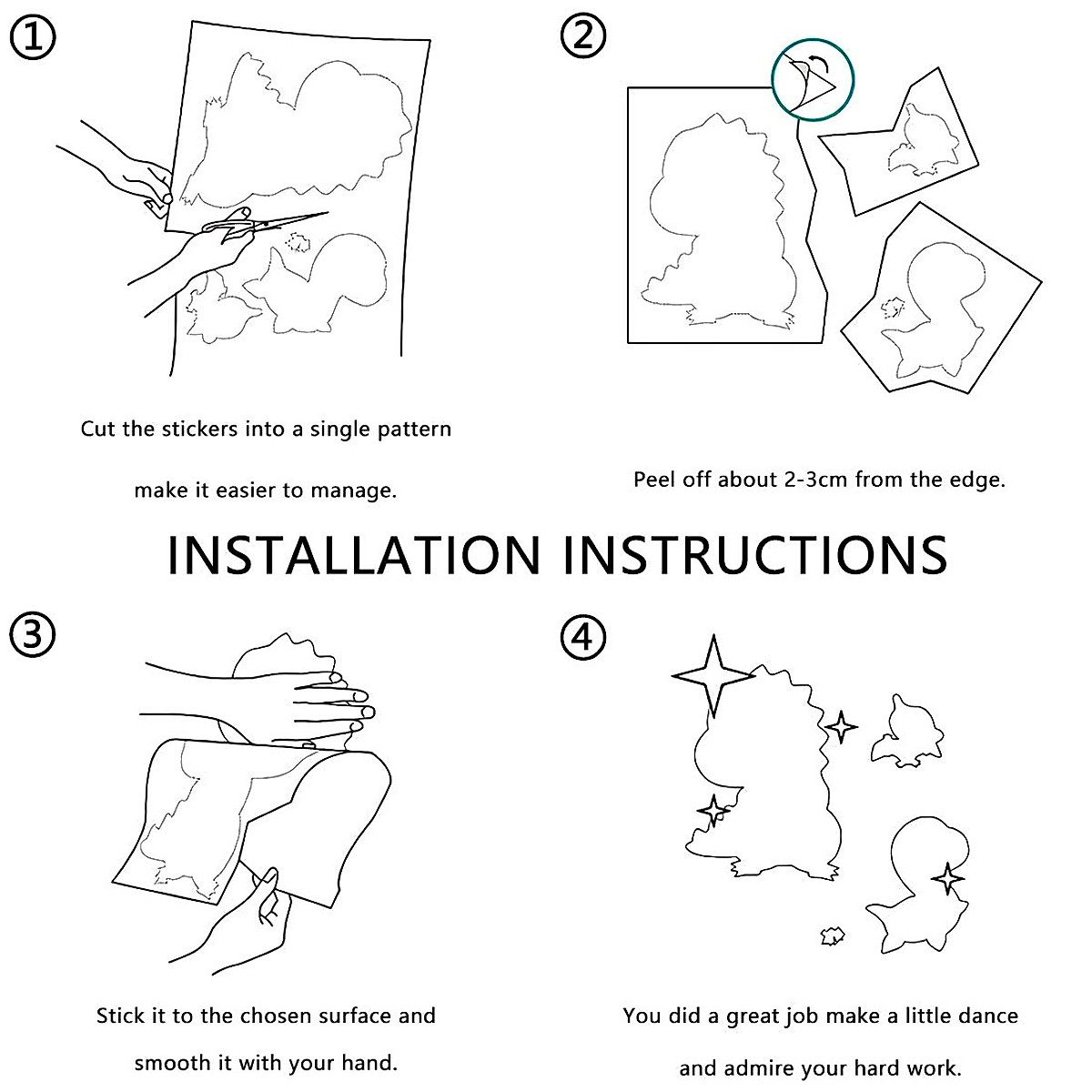 Cute Cartoon Animal Door Sticker Giraffe Elephant Wall Decals for Kids Rooms Bedroom Wardrobe Door Nursery Decoration