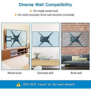 Full Motion TV Wall Mount Bracket Articulating Arms Swivels Tilts Extension Rotation for Most 26-55 Inch LED LCD Flat Curved Screen TVs, Max VESA 400x400mm up to 66lbs by Pipishell
