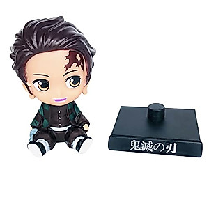 ITUBLE Bobbleheads Anime Tanjiro Action Figures Bobblehead Car Dashboard Decorations Accessories Interior Statue Bobble Head Figure Dash Board Figurine Phone Holder Bracket Birthday Cake Toppers Gifts