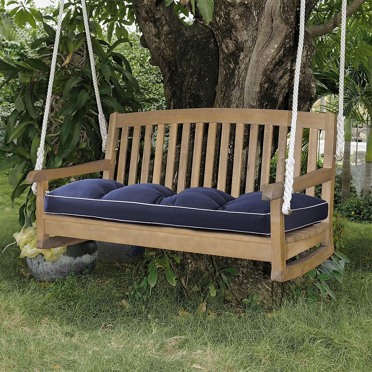 Maphissus 3 Seat 57 Inches Outdoor Porch Swing Cushions,Water-Resistant Tufted Patio Swing Replacement Cushions