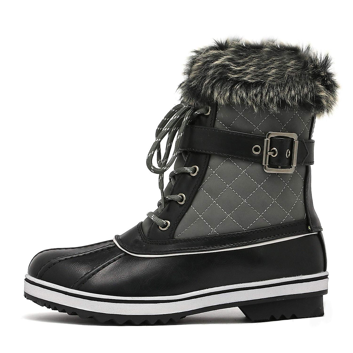 DREAM PAIRS Women's River 3 Grey Mid Calf Waterproof Winter Snow Boots Size 10 M US