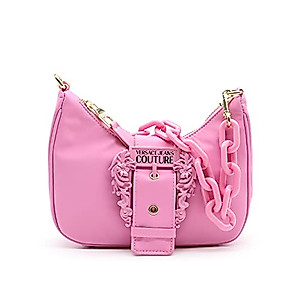 Versace Jeans COUTURE MINIBAG CROSSBODY BAG IN FUCHSIA NYLON WITH GOLD BAROQUE LOGO BUCKLE AND ADJUSTABLE SHOULDER STRAP 74VA4BFGZS640