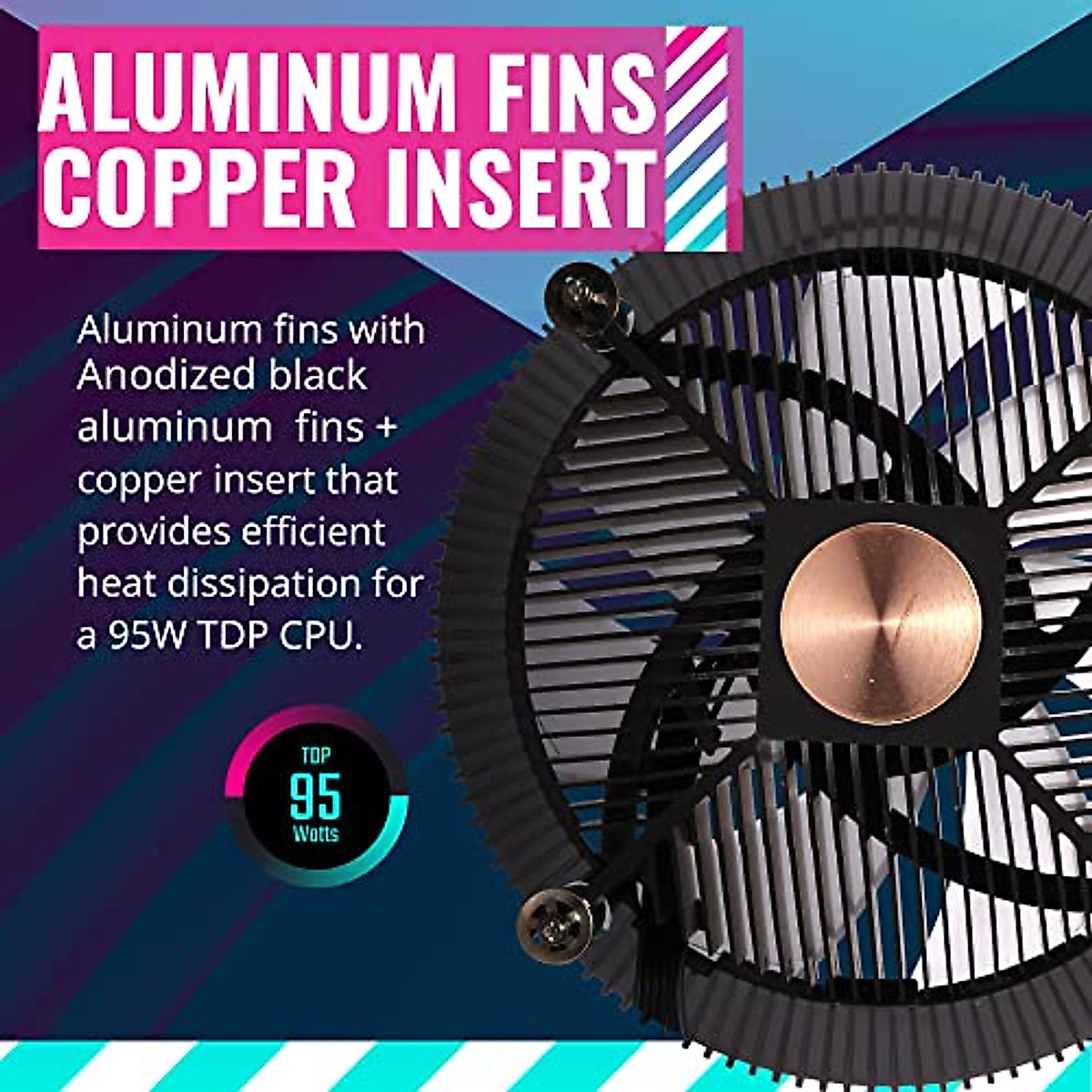 Cooler Master i71C RGB Intel Low-Profile CPU Air Cooler, Anodized Black Aluminum Fins, Copper Insert Base, MF120 RGB Lighting Fan for Intel LGA1200/115X Desktop