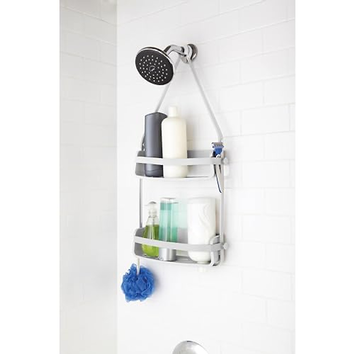Umbra Flex Hanging Shower Caddy, Bathtub Shelf and Bathroom Organizer, White