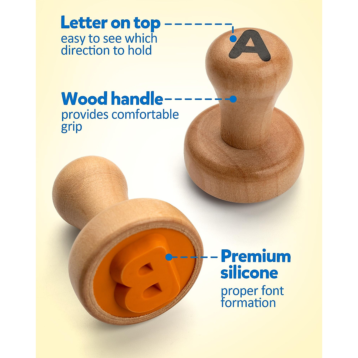 Coogam Wooden Alphabet Number Stamp Flashcard, ABC Spelling Letter Stampers and Mathematics Learning Number Stampers Arts and Crafts Supplies, Montessori Educational Toy Gifts for 3 4 5 Year Old