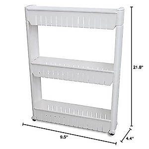 Ideaworks Slide Out Storage Tower White, 3-Tier, 4.4"D x 9.5"W x 21.8"H