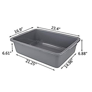 Teyyvn 4 Packs Plastic Bus Tubs, Gray Large Utility Bus Box/Commercial Tote Box, 32 L