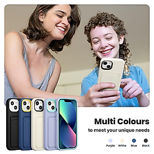 ZCDAYE for iPhone 13 Soft Silicone Case with Card Holder, Silky Touch Camera Protection Credit Card Slot Case, Slim Protective Phone Wallet Cover for iPhone 13(6.1 inch), White