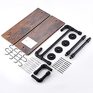 KES Bathroom Shelves Industrial Pipe Shelving Pipe Shelves 24-Inch Shelves with Bar Industrial for Wall Bathroom Rustic Farmhouse 2 Tier Iron Wall Mounted Black, BTR501S60-BK