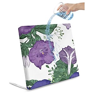 LBCASA Outdoor Chair Cushion Covers 2 Pack, Purple Spring Floral Waterproof Sofa Couch Covers, Green Summer Botanical Watercolor Furniture Protector Seat Slipcovers for Patio Garden, 22" x 22"