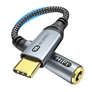 Warrky USB C to 3.5mm Audio Headphone Adapter【Flawless 24bit Hi-Res Sound Quality】 Type-C to Headphone Jack Compatible with Samsung Galaxy S22/S21/S20 Plus, Pixel 6/5/4, iPad Pro, Motorola, OnePlus
