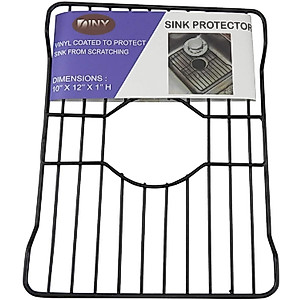 Dependable Industries Vinyl Coated Sink Protector Grid Black Insert Rack 10" x 12" x 1"H Size Small
