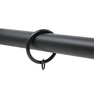 Urbanest Solid Metal Window Drapery Curtain Panel Ring with Eyelet, 1.5" Inner Diameter, Fits Up to 1.25" Rod, Set of 28 - Black