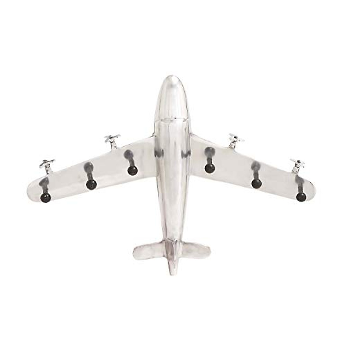 Deco 79 Aluminum 6 Hangers Wall Hook, 25" x 4" x 18", Silver