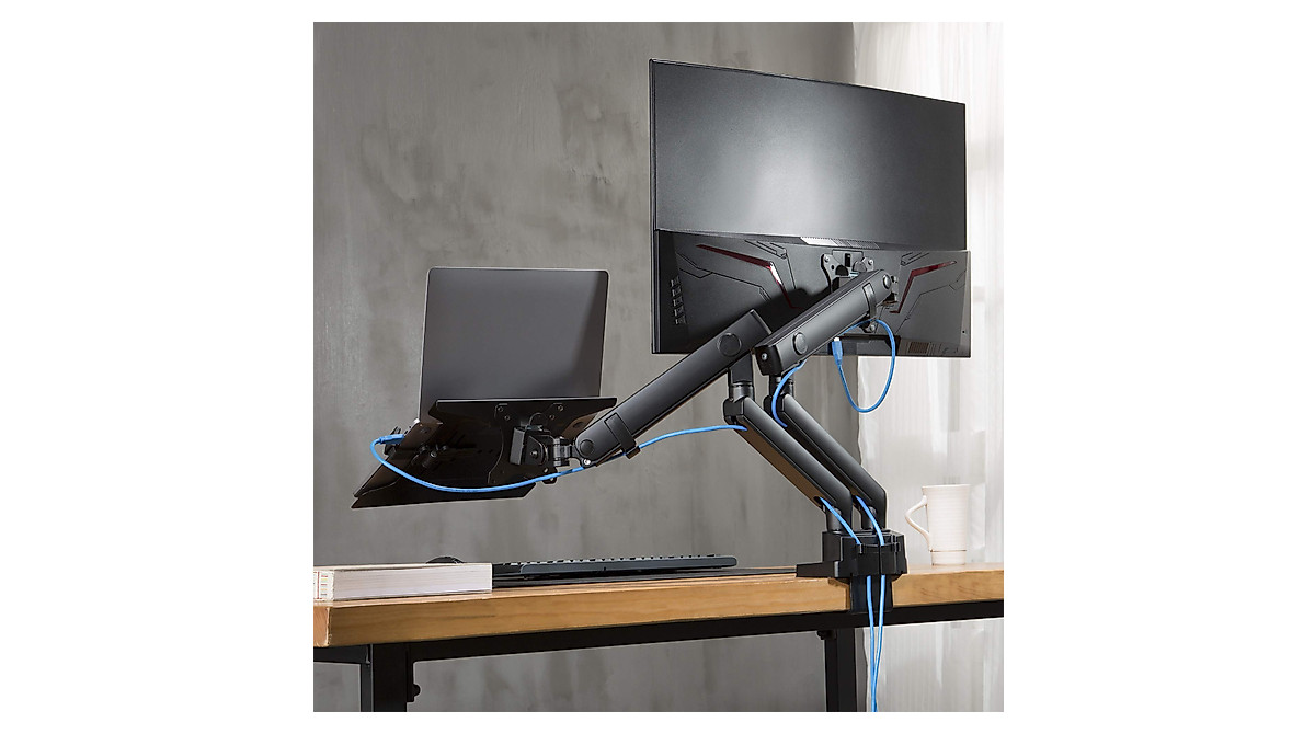 AVLT Laptop and Monitor Arm - Mount 15.6" Notebook and 32" Monitor on 2 ...